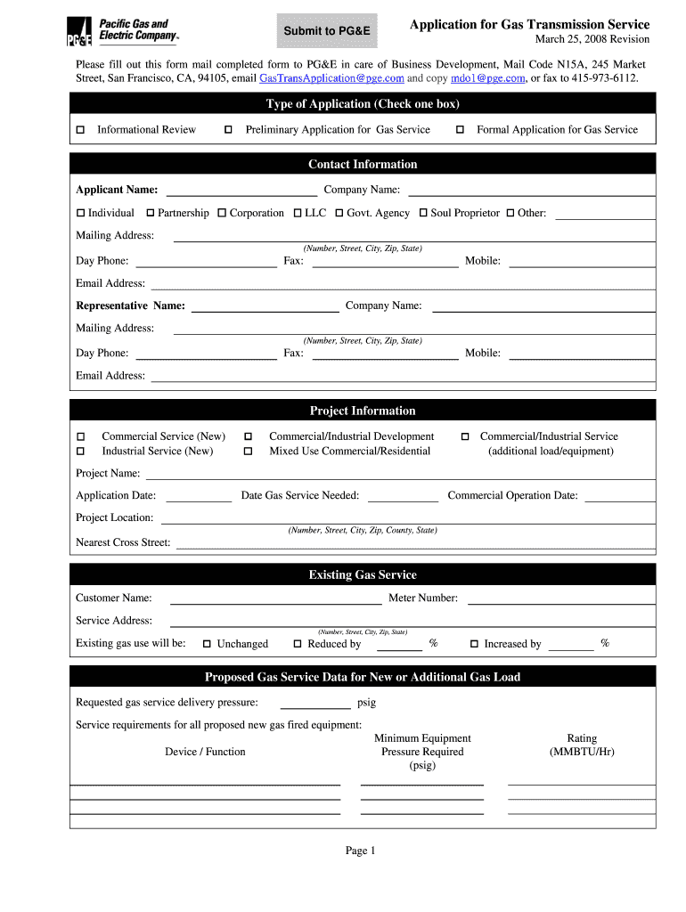 Fillable Online Submit to PG&E Fax Email Print - pdfFiller
