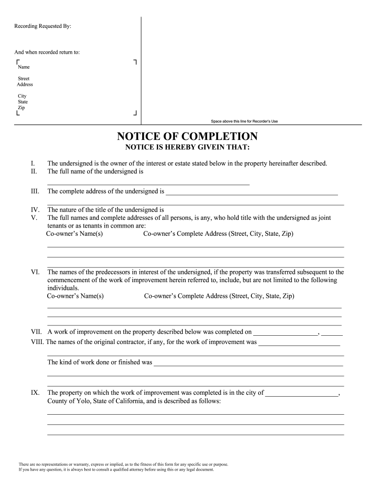 2006 Form CA Notice Of Completion Fill Online Printable Fillable 