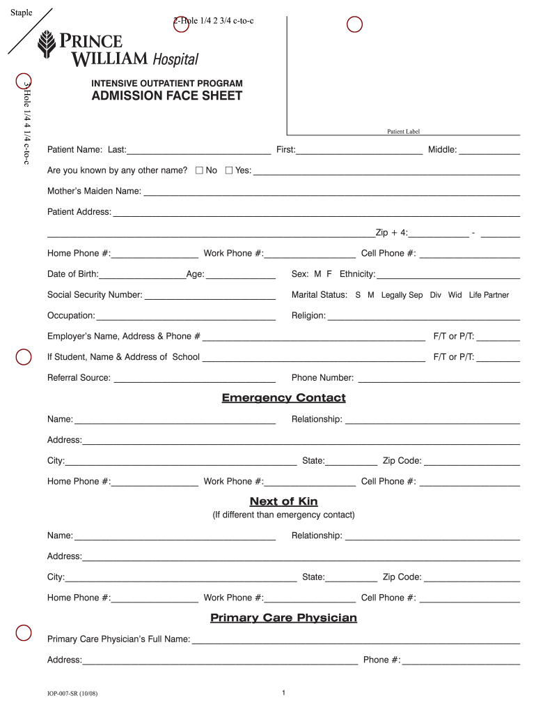 Demographic Sheet Template Master Template