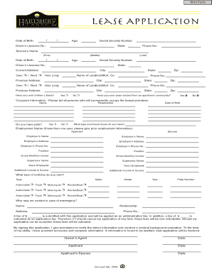 Fillable Online LEASE APPLICATION Lease Application Fax Email Print ...