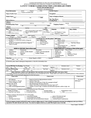 Fillable Online kdheks is latent tb infectious student accepted in indiana form Fax Email Print ...
