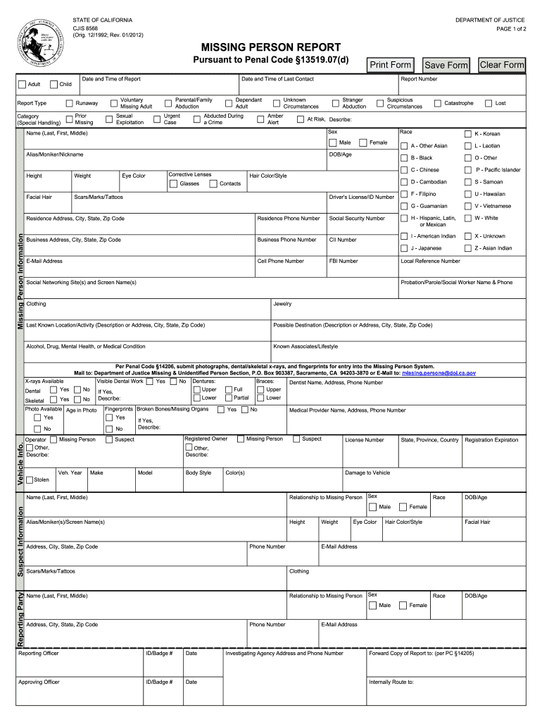 Missing Person Report For Adults Fill Out Sign Online DocHub