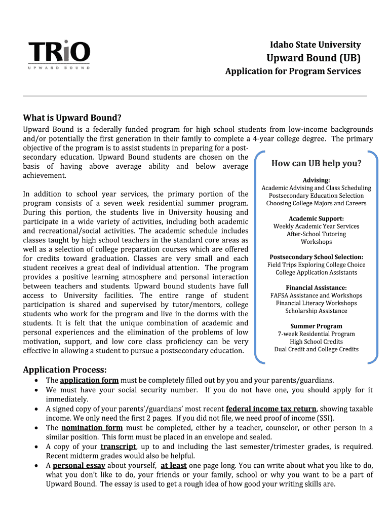 Fillable Online isu Dear Student, Before you can be considered for ...