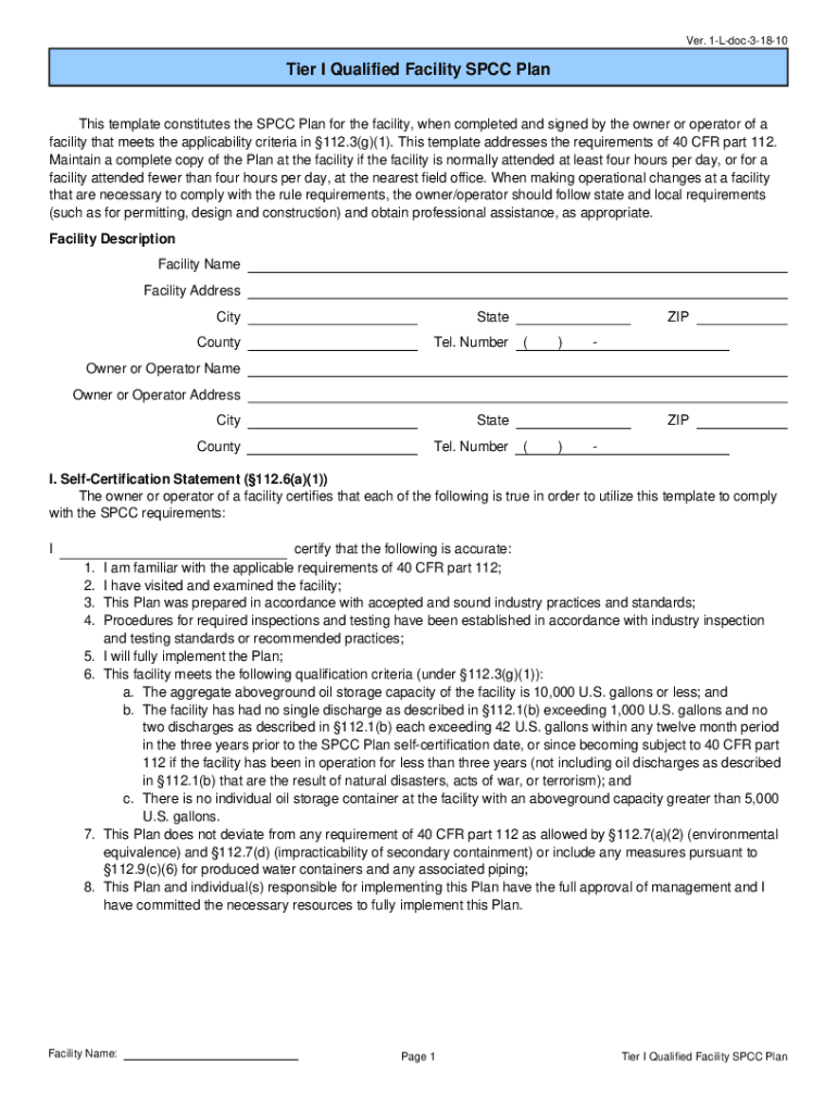 Spcc Plan Template