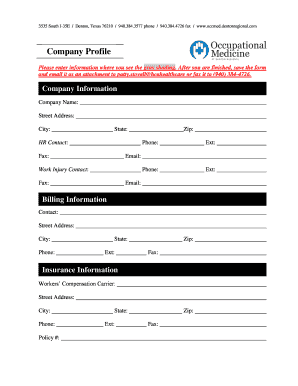 Fillable Online Company Profile Form Fax Email Print - pdfFiller