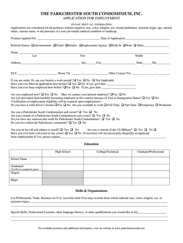 Parkchester apartments application: Fill out & sign online | DocHub