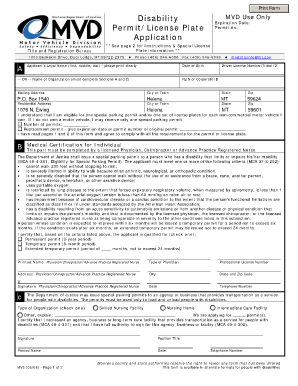 Fillable Online Print Form Disability Permit/License Plate Application ...