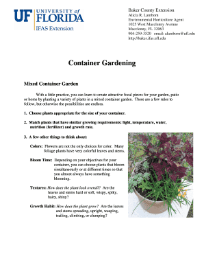 Fillable Online baker ifas ufl Container Gardening - Baker County Extension - University of ...