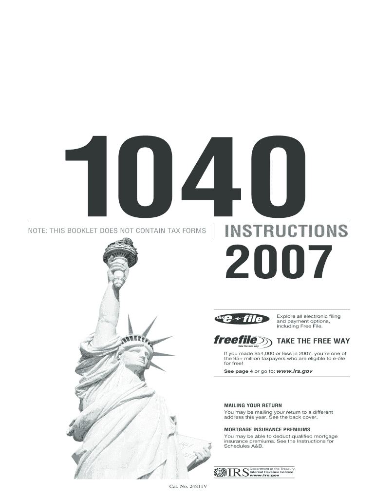 2007 IRS Form 1040 Instructions - Blank Fillable Template | Fill Out ...