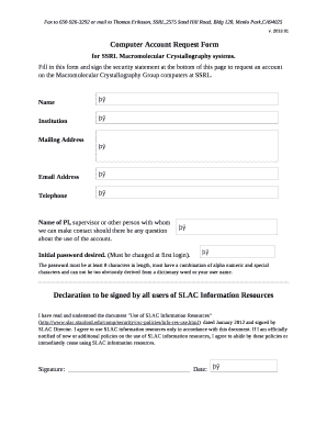 Fillable Online Computer Account Request Form for SSRL Macromolecular Crystallography systems ...