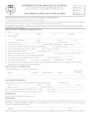Fillable Online agts Concurrent Enrollment Application /Verification ...