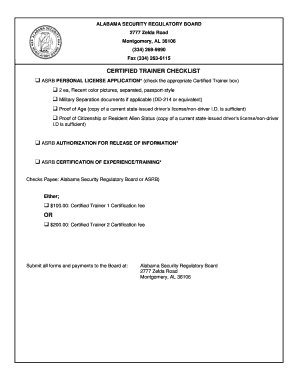 Fillable Online asrb alabama asrb certification form Fax Email Print ...