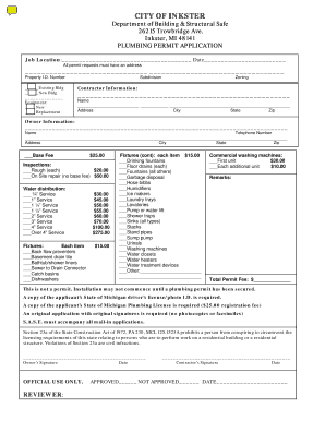 Fillable Online Application for Plumbing Permit Fax Email Print - pdfFiller