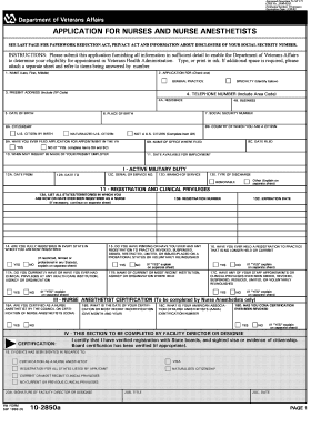 Fillable Online roseburg va APPLICATION FOR NURSES AND NURSE ...