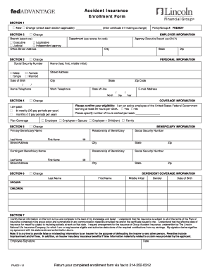 Fillable Online fedadvantage accident insurance certificate form Fax ...