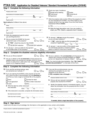 Fillable Online PTAX-342 Application for Disabled Veterans' Standard ...