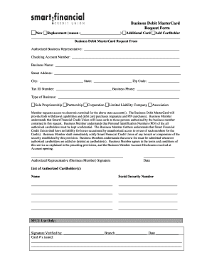 Fillable Online smartcu Business Debit MasterCard Request Form ...