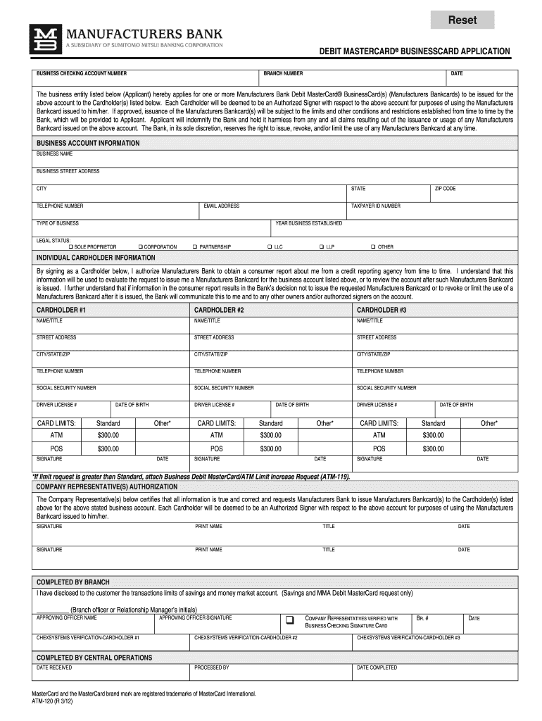 DEBIT MASTERCARD BUSINESSCARD APPLICATION: Fill out & sign online | DocHub