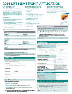 Fillable Online apta 2012 lIFE MEMBERsHIP APPlICATIOn - APTA - apta Fax ...