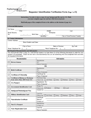 Fillable Online Requestor Identification Verification Form (Page 1 of 2) Fax Email Print - pdfFiller