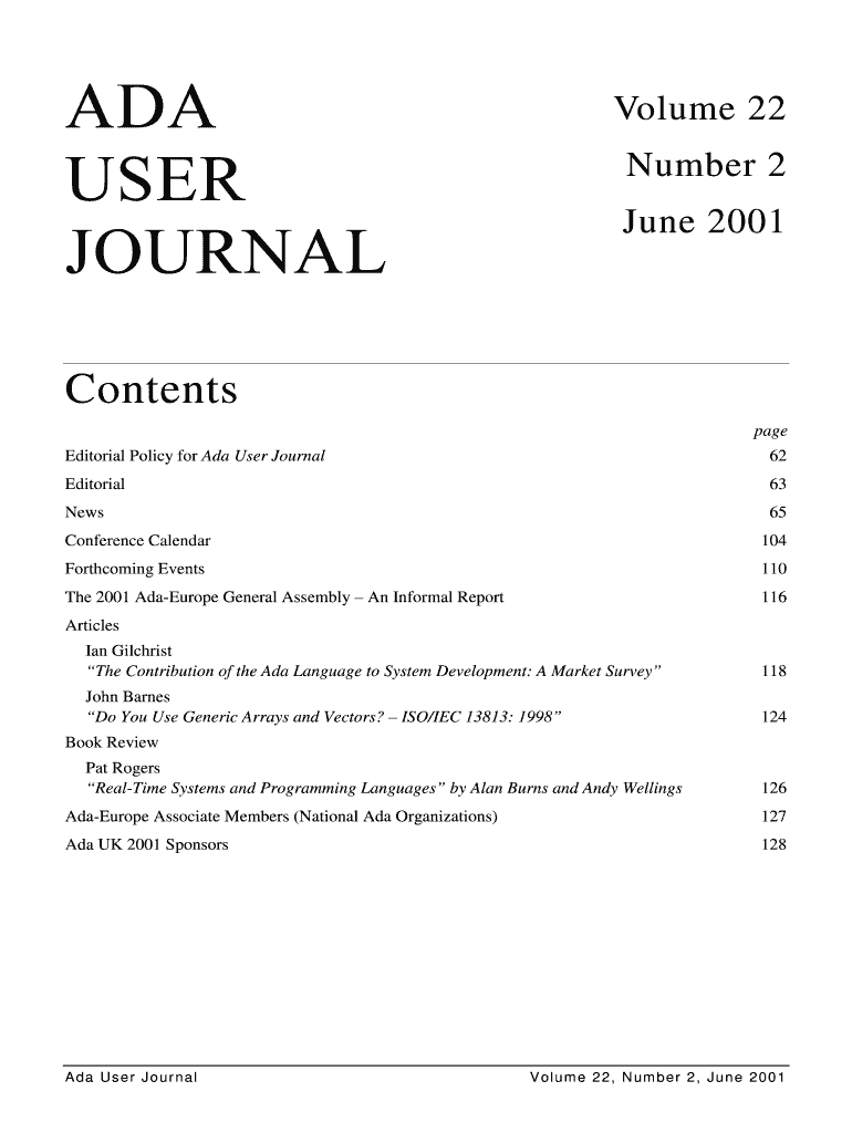 Fillable Online ada-europe Contents - Ada - Europe - ada-europe Fax ...