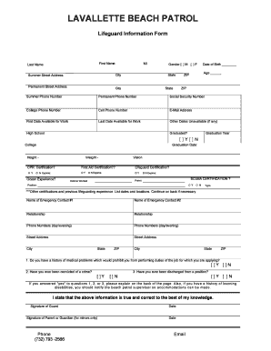 Fillable Online lavallette Delaware State Parks Beach Patrol ...