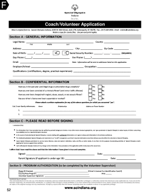 Fillable Online Coach/Volunteer Application Fax Email Print - pdfFiller