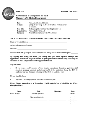 Fillable Online fs ncaa ncaa bylaw 31218 form Fax Email Print - pdfFiller
