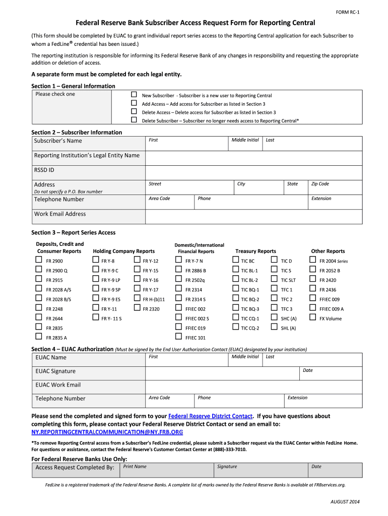 Fillable Online frbservices Federal Reserve Bank Subscriber Access ...