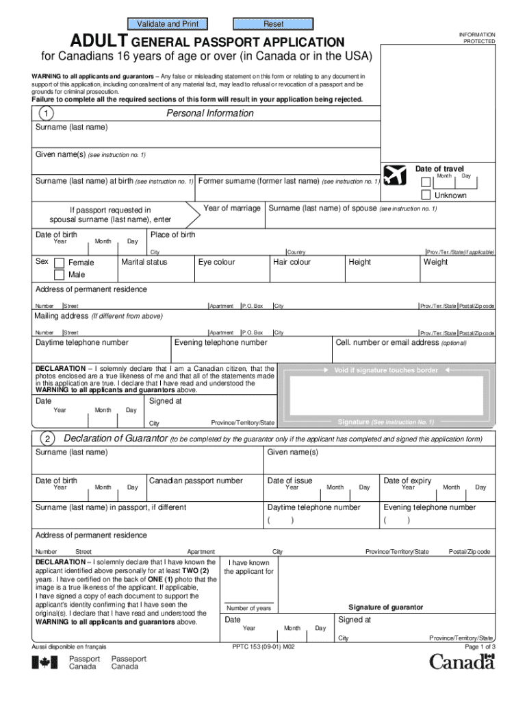 2001 Form Canada PPTC 153 Fill Online Printable Fillable Blank 