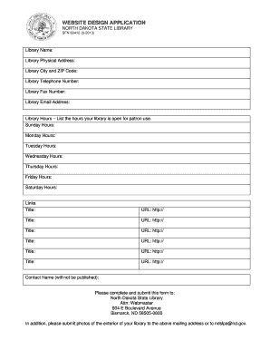 Fillable Online library nd Library Website Application - North Dakota ...