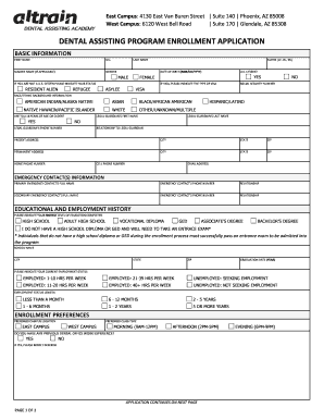 Fillable Online DENTAL ASSISTING PROGRAM ENROLLMENT APPLICATION Fax Email Print - pdfFiller