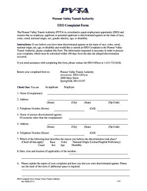 Fillable Online EEO Complaint Form Fax Email Print - pdfFiller