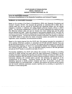 Fillable Online boe ca scop budget change proposal form Fax Email Print ...