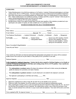 Fillable Online pcc Employee Tuition Reimbursement Authorization PCC ...