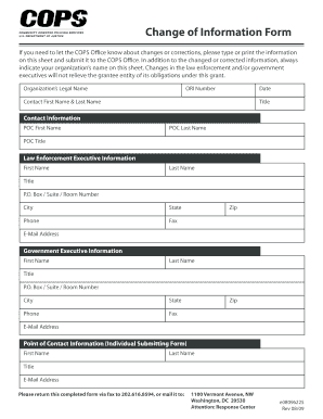 Fillable Online cops usdoj cops change of information form Fax Email ...