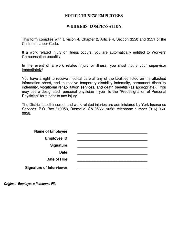 Fillable Online Workers' Compensation Notice Fax Email Print - pdfFiller