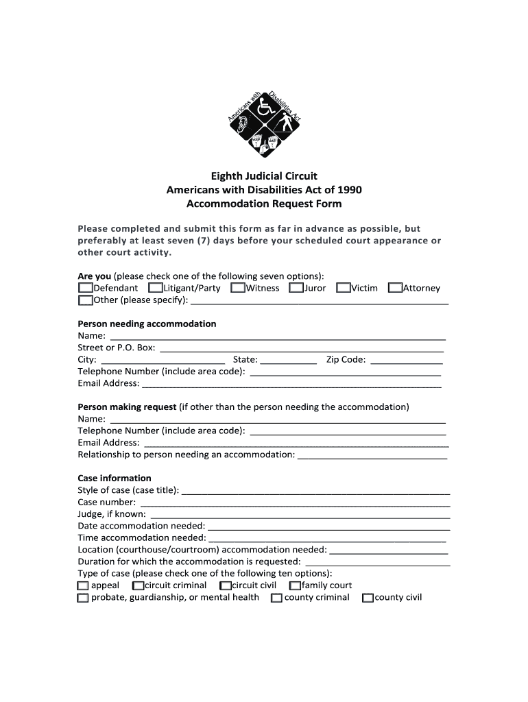 Fillable Online circuit8 ADA Request Form - circuit8 Fax Email Print - pdfFiller
