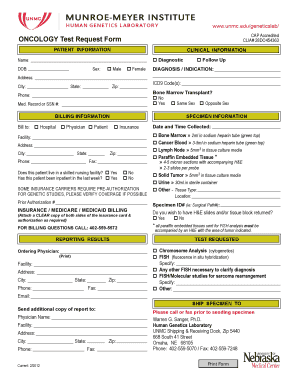 Fillable Online unmc oncology request form pdf Fax Email Print - pdfFiller