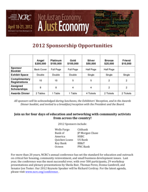 Fillable Online ncrc 2012 Conference Sponsorship Form - ncrc Fax Email ...