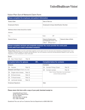 Fillable Online indstate Vision Plan Out-of-Network Claim Form ...