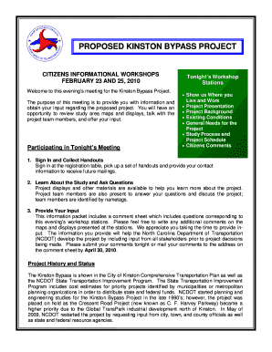 Fillable Online ncdot PROPOSED KINSTON BYPASS PROJECT - North Carolina ...