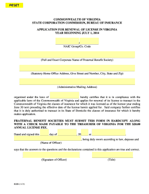 Fillable Online scc virginia Application for Renewal of License ...