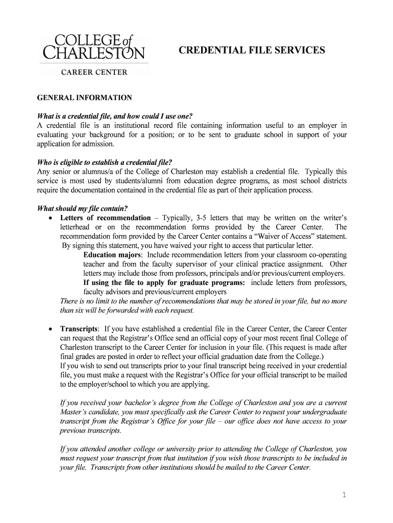 Fillable Online Credential File Information Fax Email Print - pdfFiller