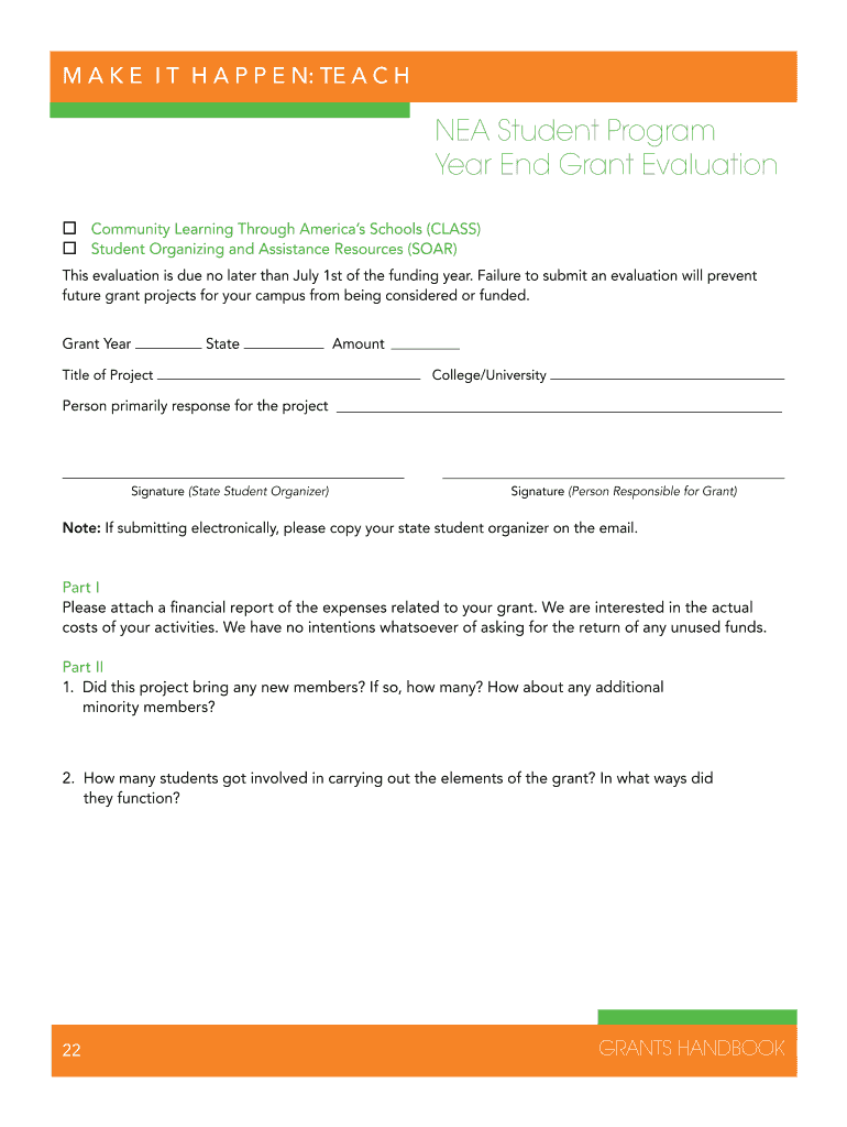Fillable Online Year End Grant Evaluation Fax Email Print - pdfFiller