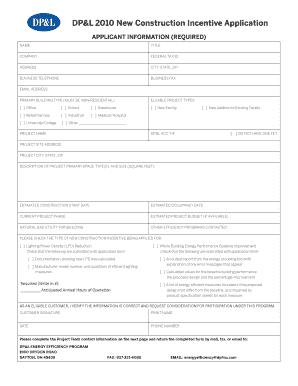 Fillable Online dp&l new construction incentive form Fax Email Print ...