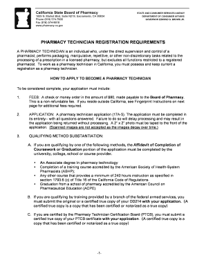 Fillable Online PHARMACY TECHNICIAN REGISTRATION REQUIREMENTS Fax Email ...
