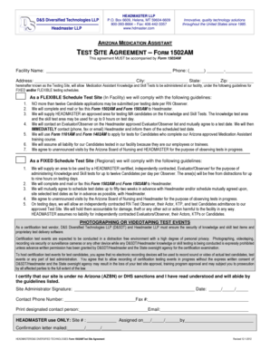 Fillable Online Test Site Agreement Form 1502 - Headmaster Fax Email ...