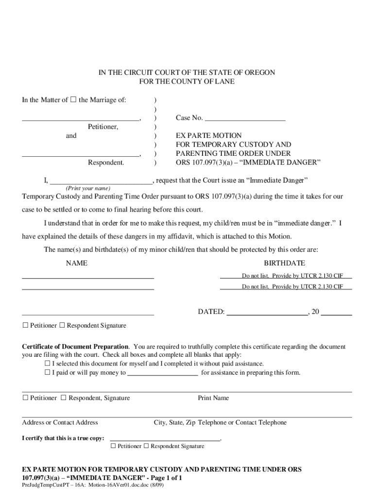 Temporary Guardianship Form Oregon Fill Online Printable Fillable 