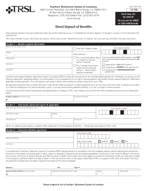 Fillable Online trsl Direct Deposit of Benefits - trsl Fax Email Print ...